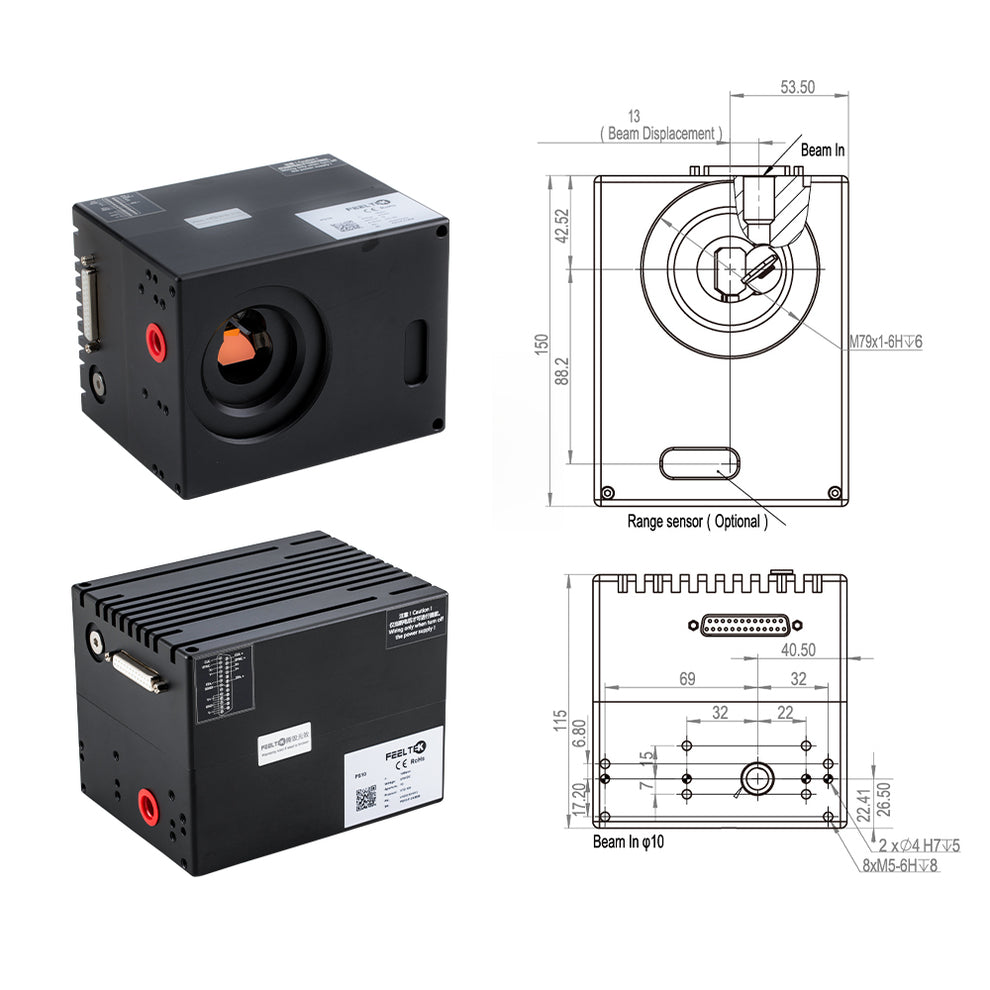 Cloudray 2D Galvanometer Scanner Head Feeltek PS10 For Laser Machine ...