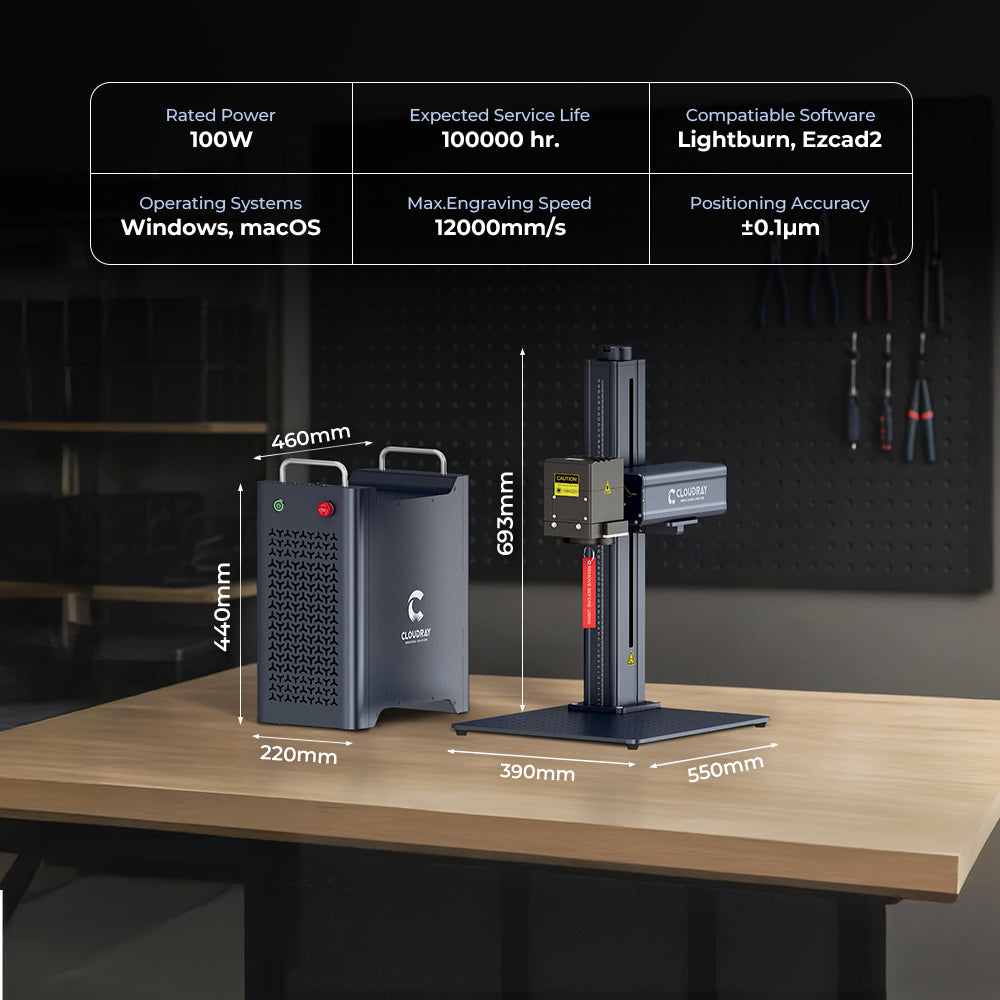 Cloudray 100W 200W Autofocus Mopa Fiber Laser Engraver with Built-in Camera with Electric ...